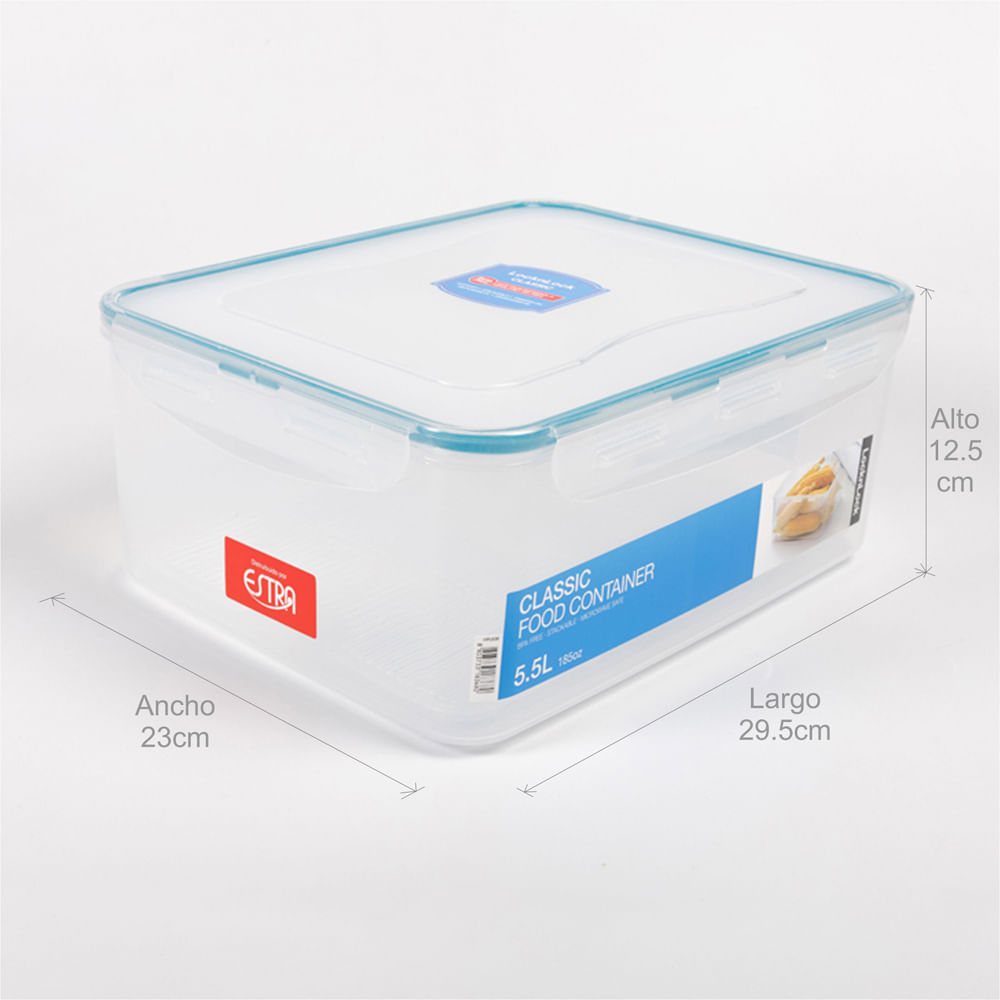 Recipiente Plastico Rectangular Classic 5.5L transparente
