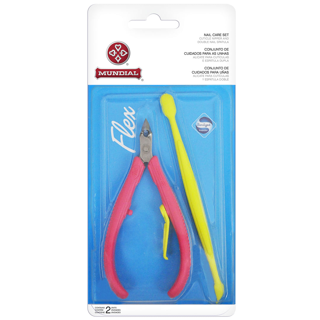 Alicate Cortacutícula Flex + Espátula Mundial 168_FL