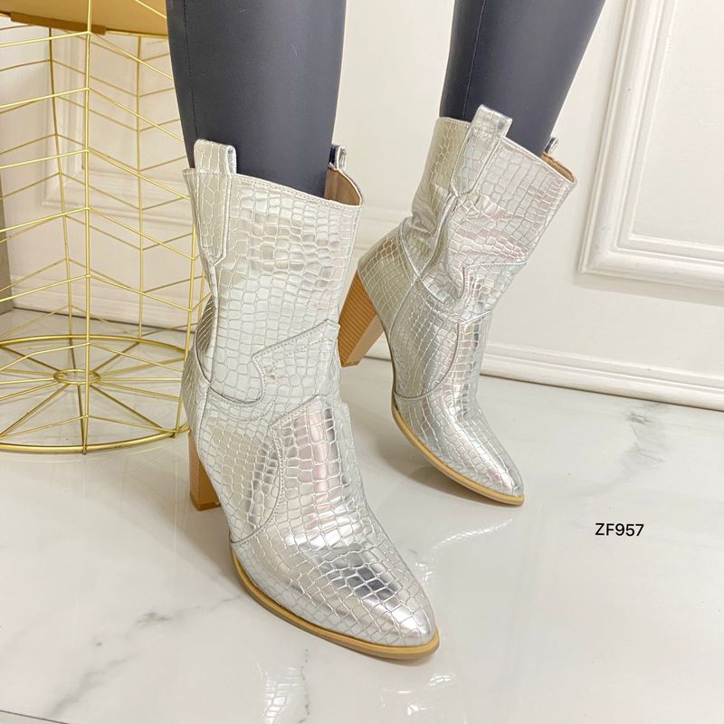 Botin texano textura plata