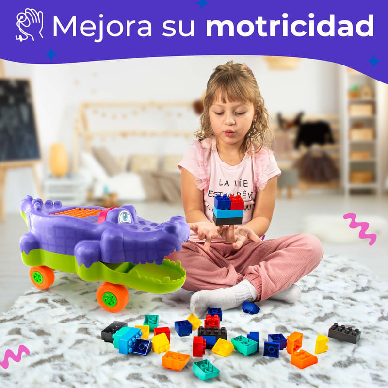 Cocodrilo Montable con Bloques Creativos: Juego y Desarrollo Morado