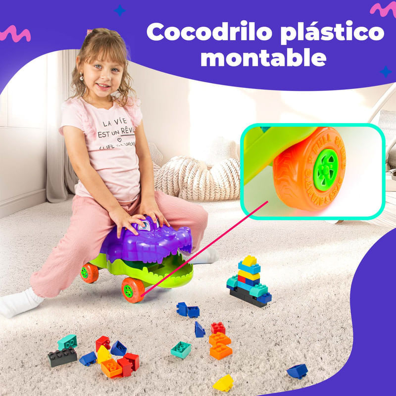 Cocodrilo Montable con Bloques Creativos: Juego y Desarrollo Morado