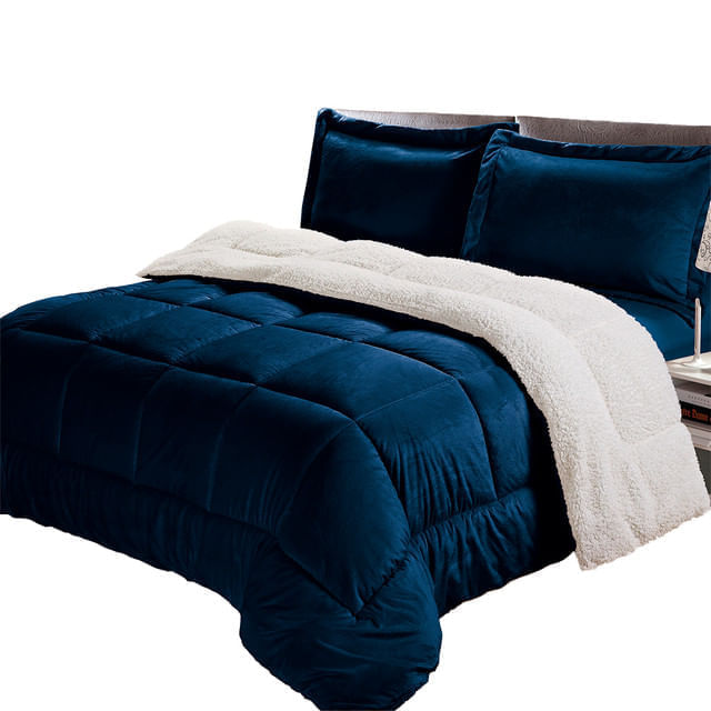 Edredon Franel Con Ovejero Azul Oscuro 270 X 230
