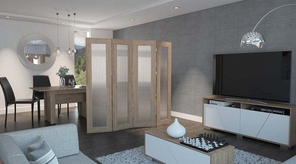 Divisor de Espacios Hera, Miel, con Acrílico Transparente Acanalado Que ...