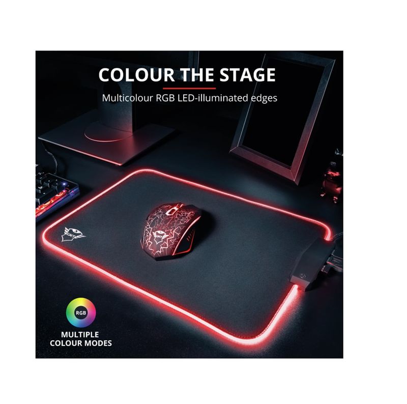 Pad Mouse Gamer Trust Gxt 765 Glide (35x25x0,4cm) con iluminación RGB y ...