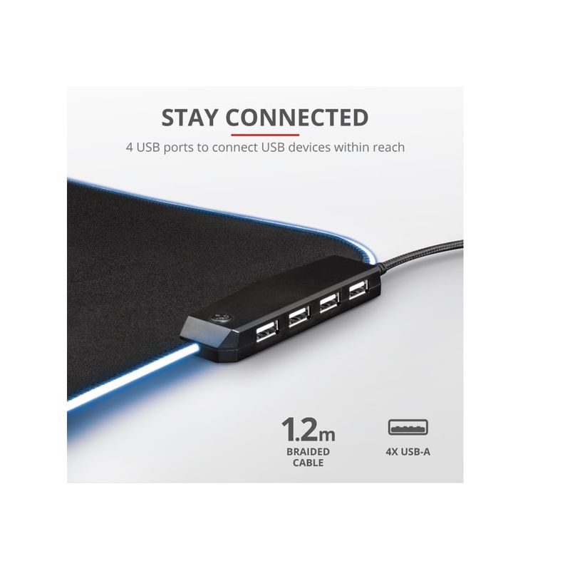 Pad Mouse Gamer Trust Gxt 765 Glide (35x25x0,4cm) con iluminación RGB y ...