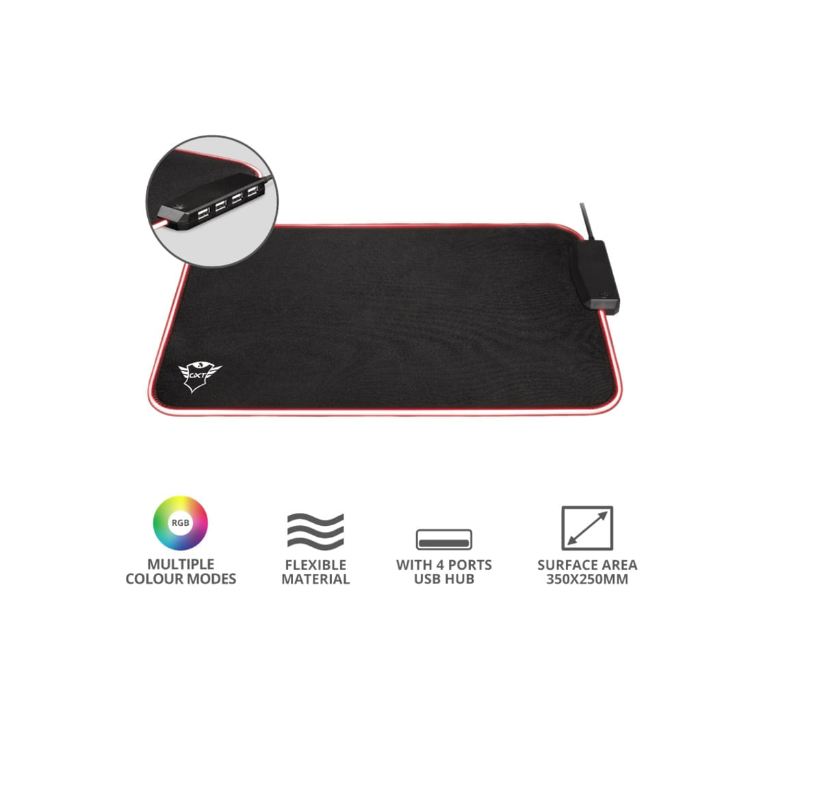 Pad Mouse Gamer Trust Gxt 765 Glide (35x25x0,4cm) con iluminación RGB y ...