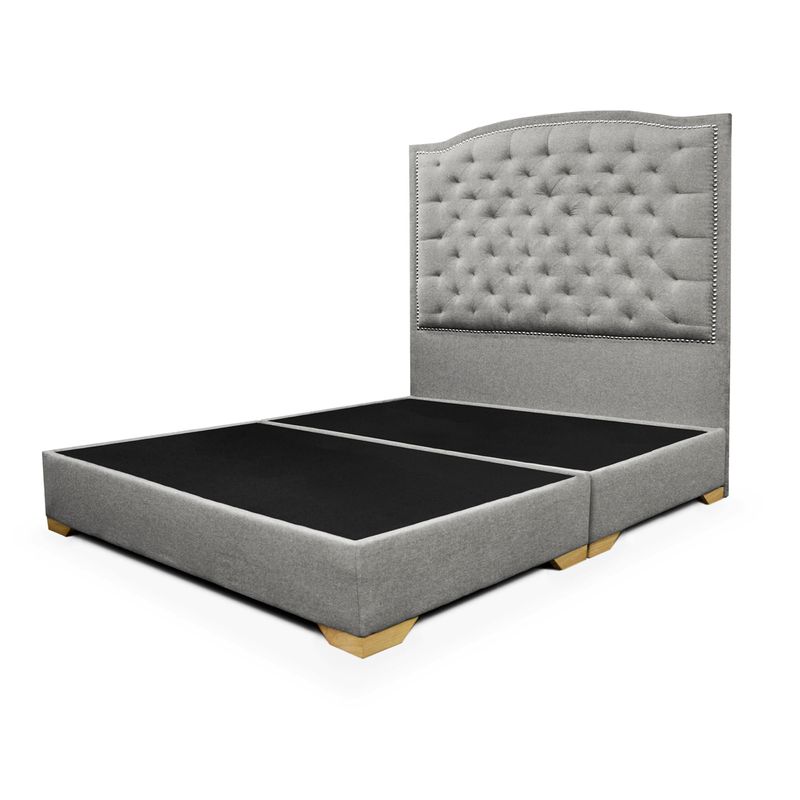 Cama Capitoneada Bertolini Gris de 160 cm